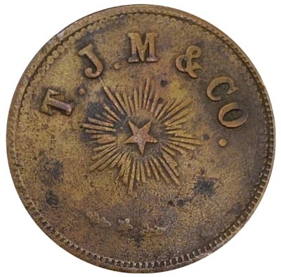 (1860's) Baltimore Md-Ba Unlisted T J M & Co Merchant Token | eBay