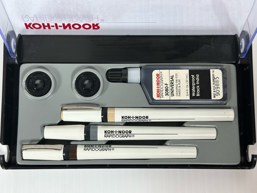KOH I NOOR RAPIDOGRAPH 3165 6 Pieces Set 3080 F Waterproof Black India ...