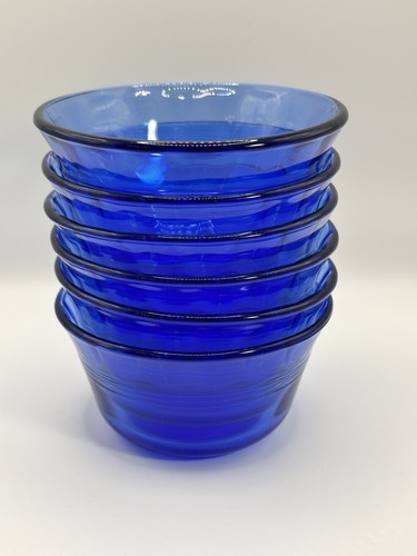 Vintage Pyrex Cobalt Blue Custard Bowls Set of 6 175ml Made in USA 6oz ...
