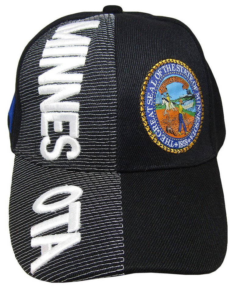 Minnesota State Black White Letters Patch On Side Embroidered Hat Cap ...