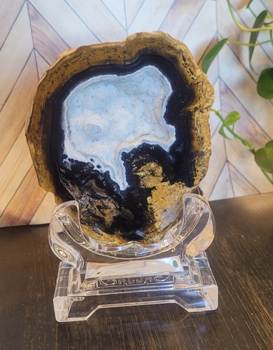 Black Agate Geode With Chalcedony | eBay