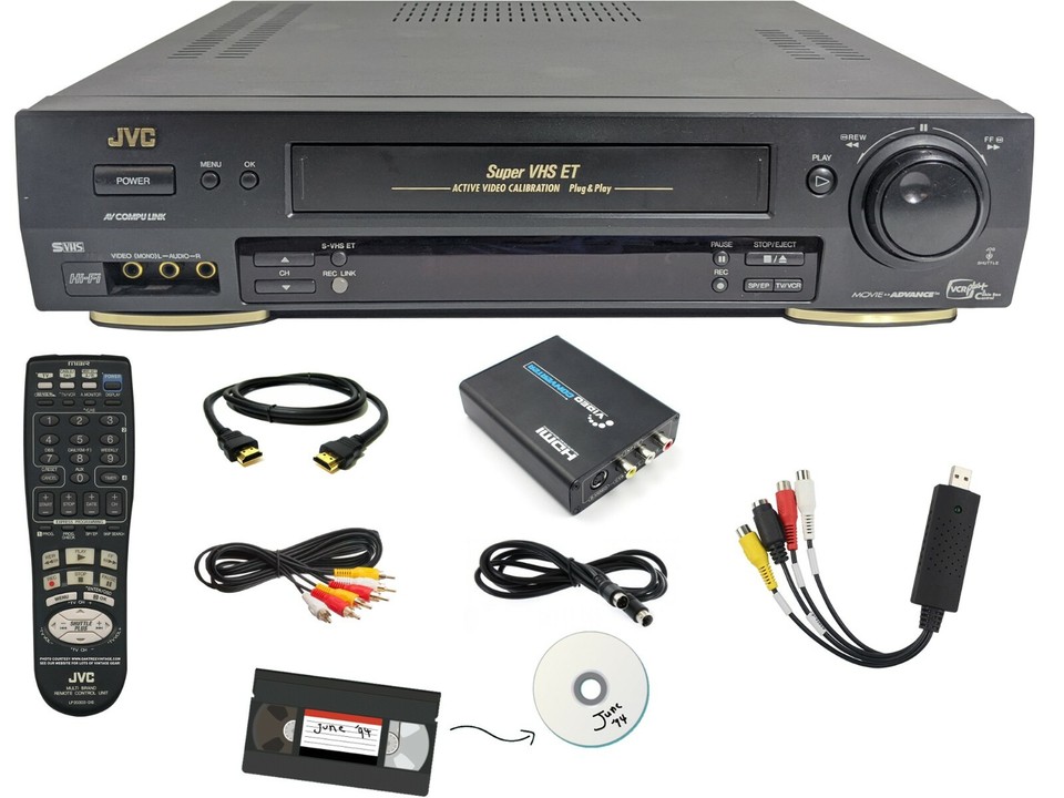 JVC VHS to DVD Bundle | VCR VHS Transfer | AV to USB Adapter | HDMI ...
