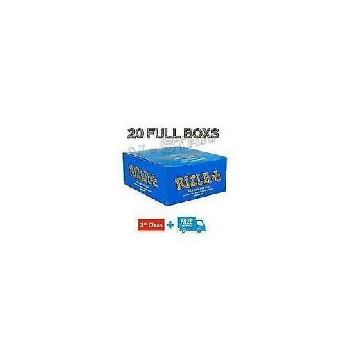 20 BOX OF RIZLA BLUE KING SIZE SLIM CIGARETTE SMOKING ROLLING PAPERS ...