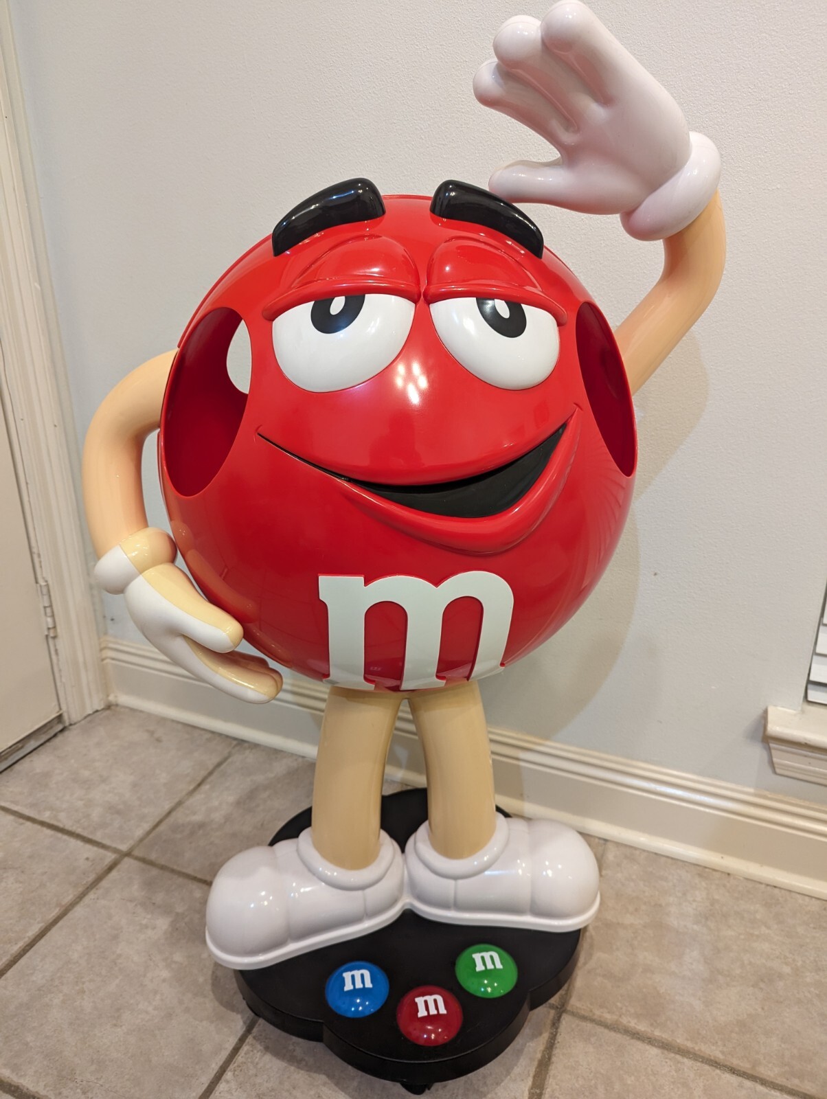 Red M&M Chocolate Store Candy Display Character On Wheels | eBay