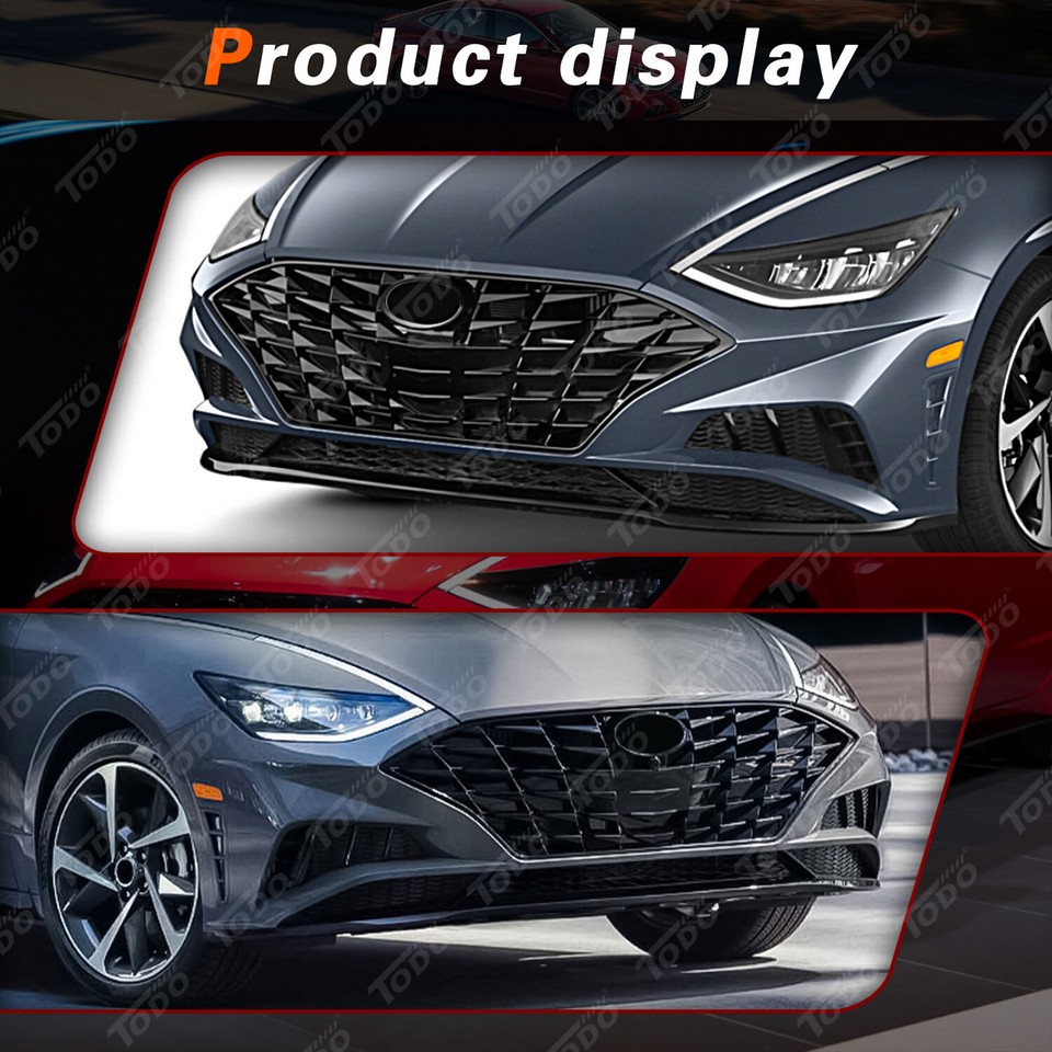 Fits Hyundai Sonata 2020-2023 Front Grille W/O Sensor Hole Gloss Black ...