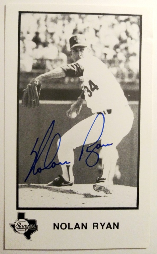 Nolan Ryan Texas Rangers HOF Autographed Signed 3x5 B/W Photo Postcard ...