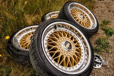 BBS RC090 Wheels – 4 Lug Conversion – Gold Faces / Polished Lips – E30 ...