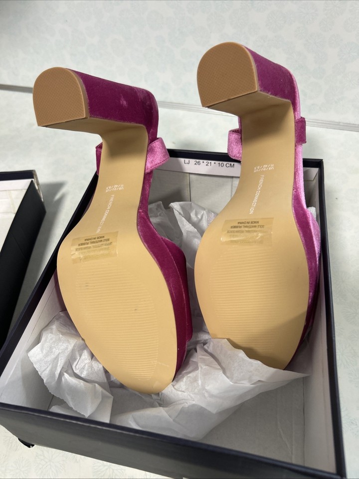 French Connection Taryn - Size 10 Pink Velvet platform block heels | eBay