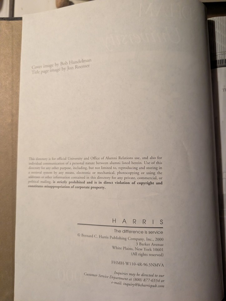 Fordham University Alumni Directory 2000 Hardcover 1492 Pages ...