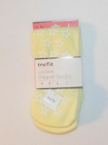 Tru Fit Ladies Slipper Sock Non Slip Yellow Stars Yellow 9-11 NWT | eBay