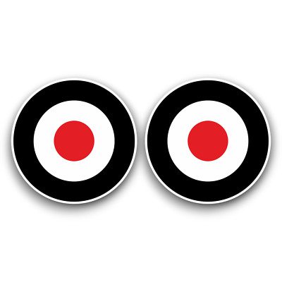 2x Small Black & Red Roundel MOD RAF target Vinyl Sticker Decal Scooter ...