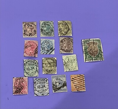India: Set of 13 Queen Victoria Postage Stamps Overprinted Plus 1R ...