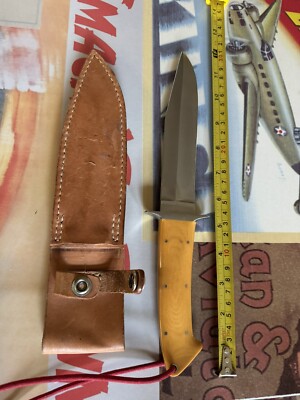 Gordon Romeis Custom Fighter Knife W Sheath Yellow Micarta Handle | eBay