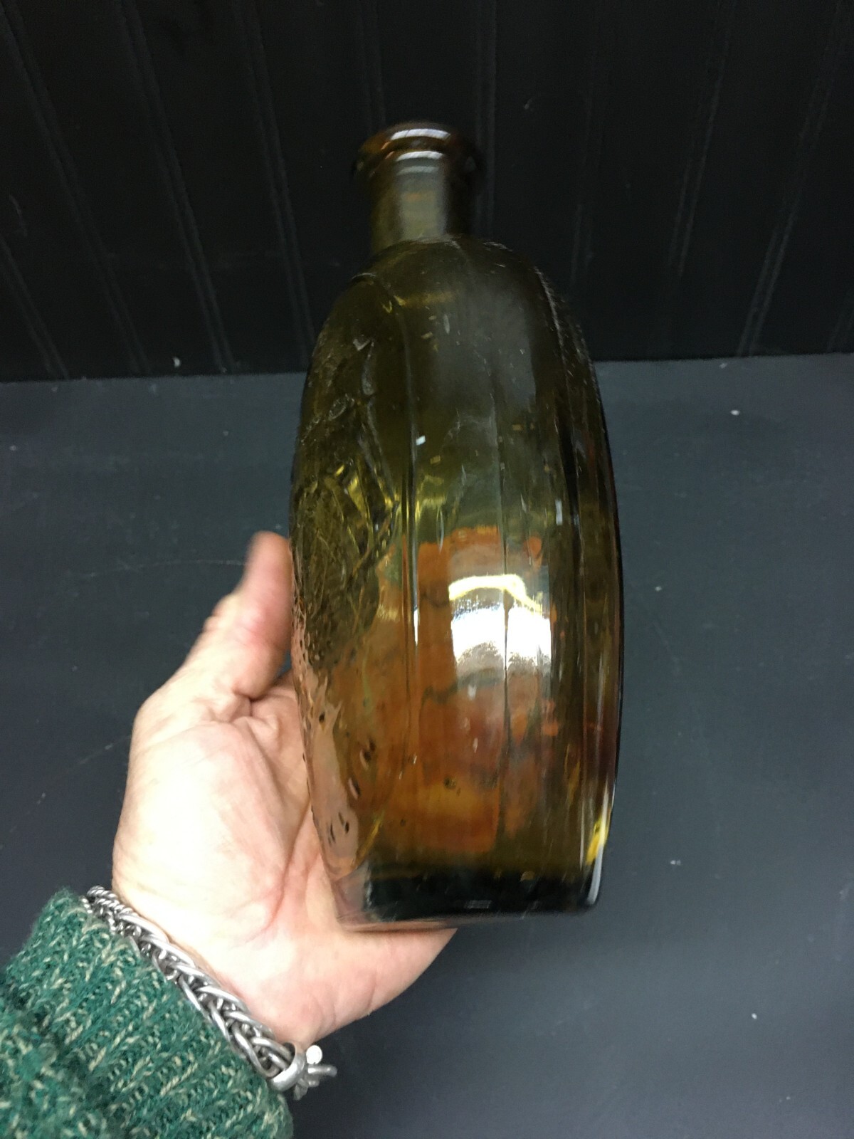 Wheaton Amber Glass Franklin Sailing Ship U.S.A. Eagle Decanter Bottle ...