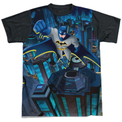 Batman Unlimited Cityscape Adult Halloween Costume T Shirt (Black Back ...