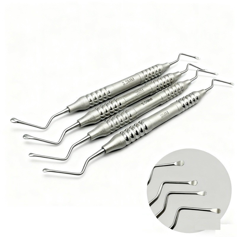 4Pcs Periodonttal Dental Lucas Surgical Bone Curettes Serrated Spoon ...