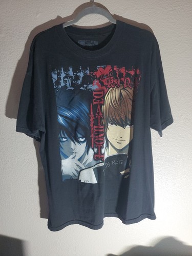 Death Note T-Shirt Y2K Anime Manga L Light Shinobi Streetwear XL Rap ...