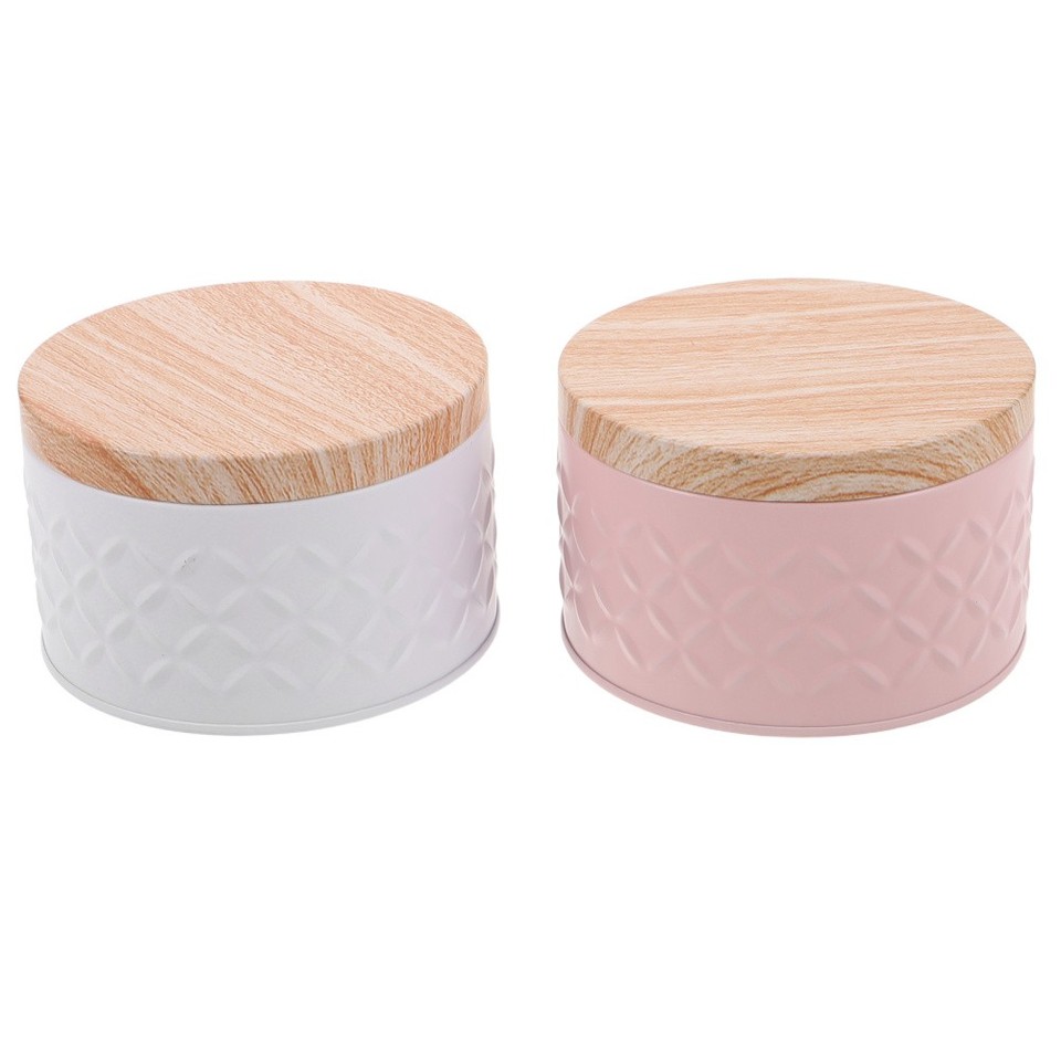 2 Pcs Round Cookie Tins With Lids - Small Metal Storage Box ...
