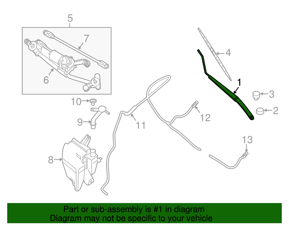 Genuine Nissan Wiper Arm 28881-3SG1A | eBay