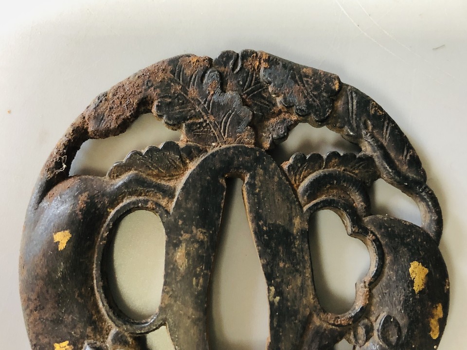Y7122 TSUBA Edo Period Japanese Decorative Metal Craft (Tsuba Ornament ...