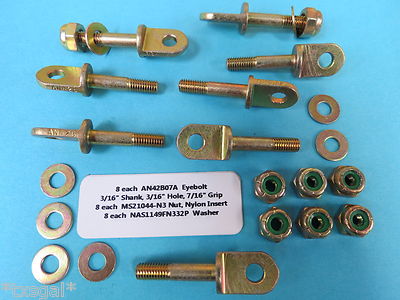AN42B-7A Aircraft Eyebolts + MS21044N3 Nylon Insert Lock Nuts + Washers ...