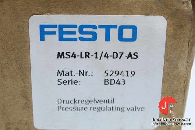 FESTO MS4-LR-1/4-D7-AS Pressure regulator Part No. 529419 1/4 in for ...