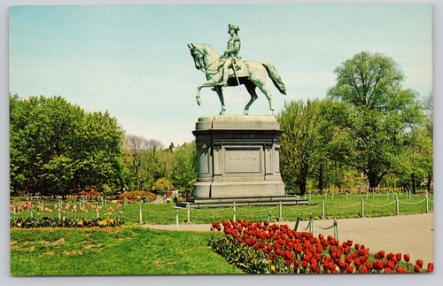 Vintage George Washington Monument Boston Public Gardens Photochrome | eBay