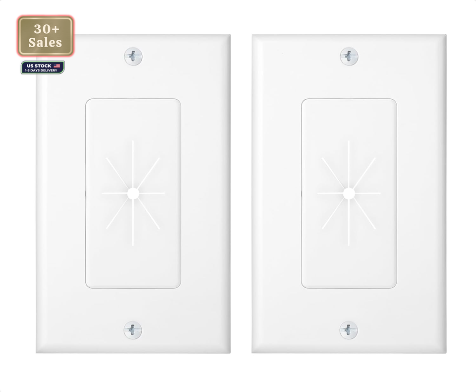 2-Pack 1-Gang Wall Cable Pass Through, Cable Wall Plate with Flexible ...