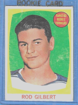 1961-62 TOPPS**ROD GILBERT**ROOKIE RC(NEW YORK RANGERS)#62 HOF! Look ...