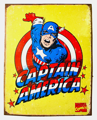 Marvel Comics Captain America Metal Retro Sign | eBay