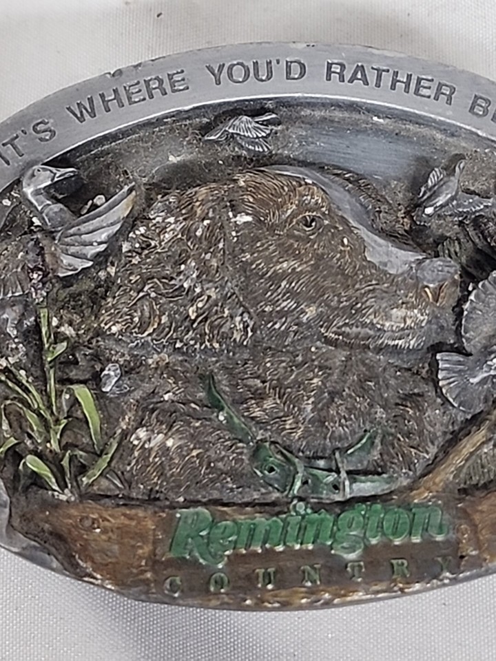 Vintage 1970s Remington COUNTRY Pewter Buckle - “IT'S WHERE YOU'D ...