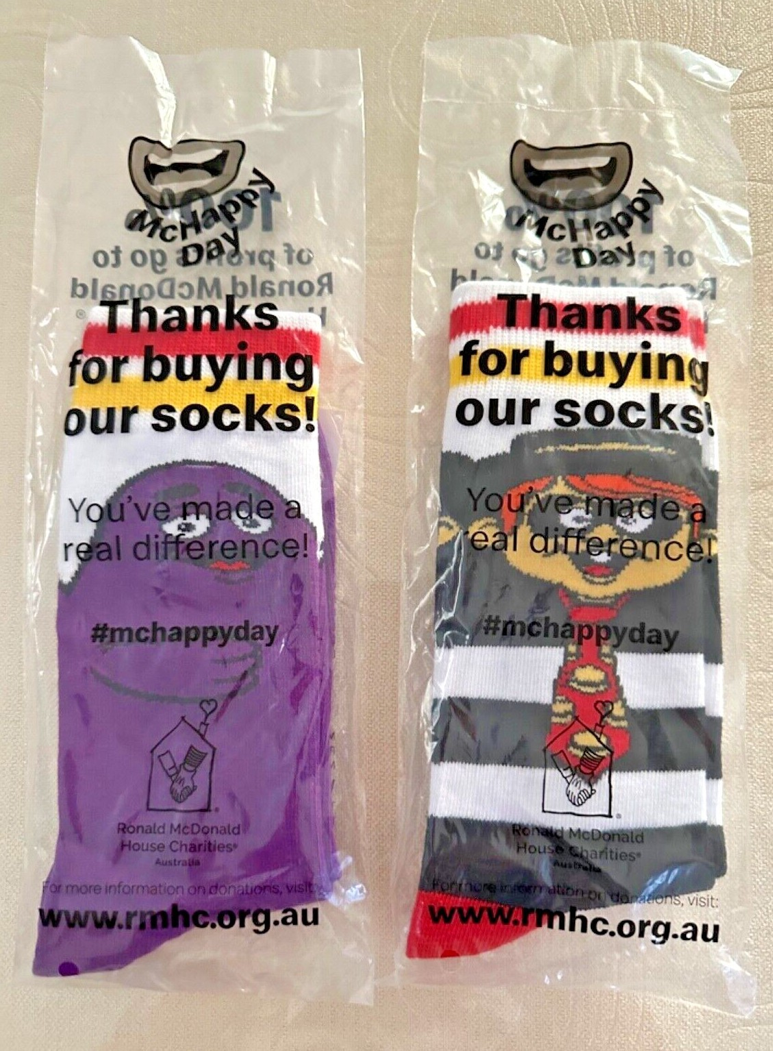 McDonald's AUS Unisex Socks Hamburglar & Grimace Design - Adult/Kids ...