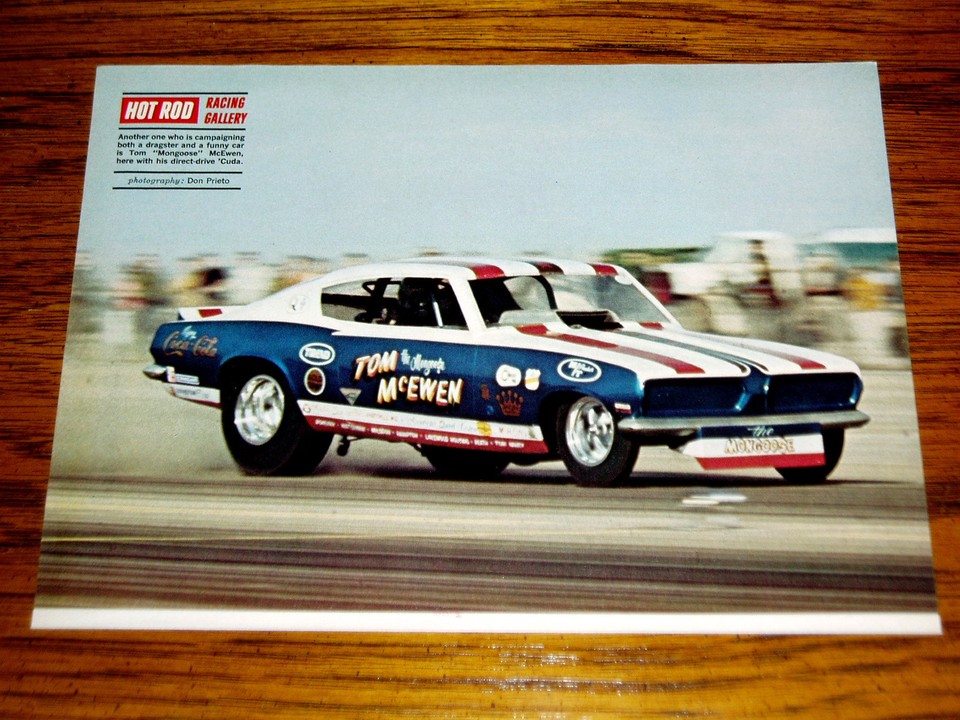 1969 PLYMOUTH BARRACUDA TOM McEWEN*426 Hemi V8/hood/bumper/decal/emblem ...