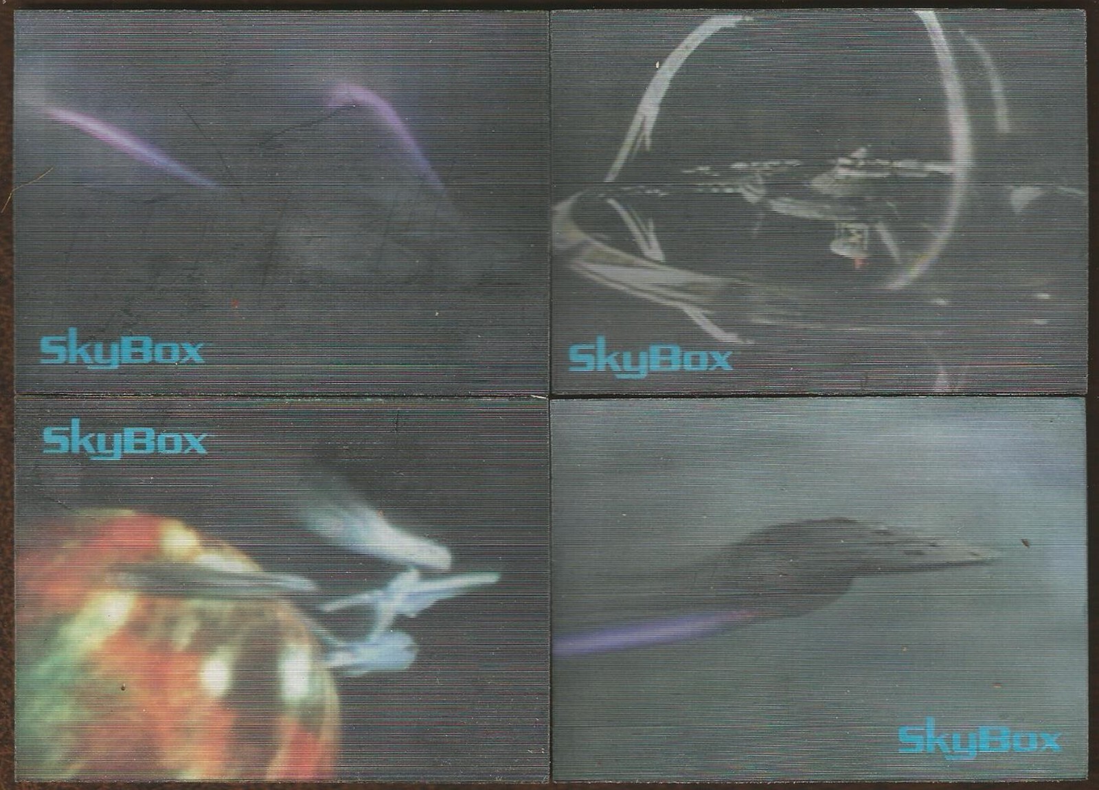 1996 Skybox Star Trek 3D Hologram Cards #1-#4; Kirk, Picard, Sisko and ...