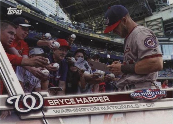 2017 Topps Opening Day - Stadium Signatures #SS-19 Bryce Harper for ...