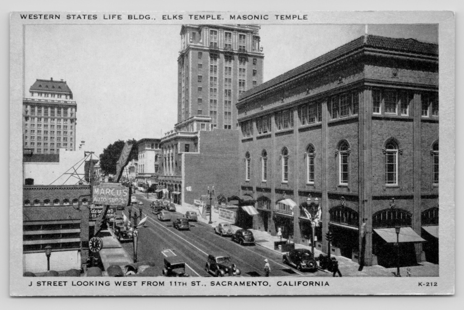 J Street Scene Elks Temple Masonic Temple Sacramento CA VTG Unused ...
