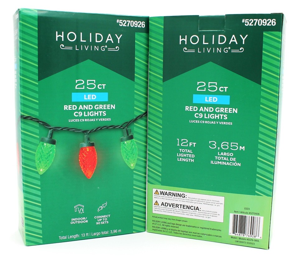 C9 C-9 Christmas LED Holiday Living 25 Ct Red and Green 12-Ft Connect to 90 Sets | eBay