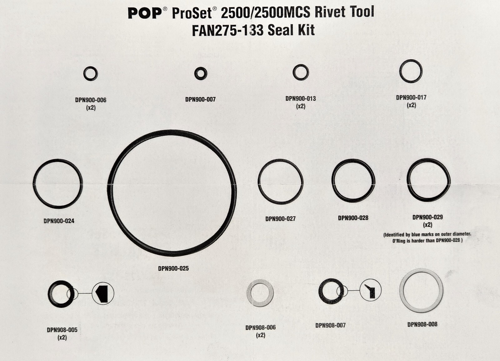 POP Tool Part FAN275-133 Seal Kit for ProSet 2500/2500MCS Tools (1 PK ...