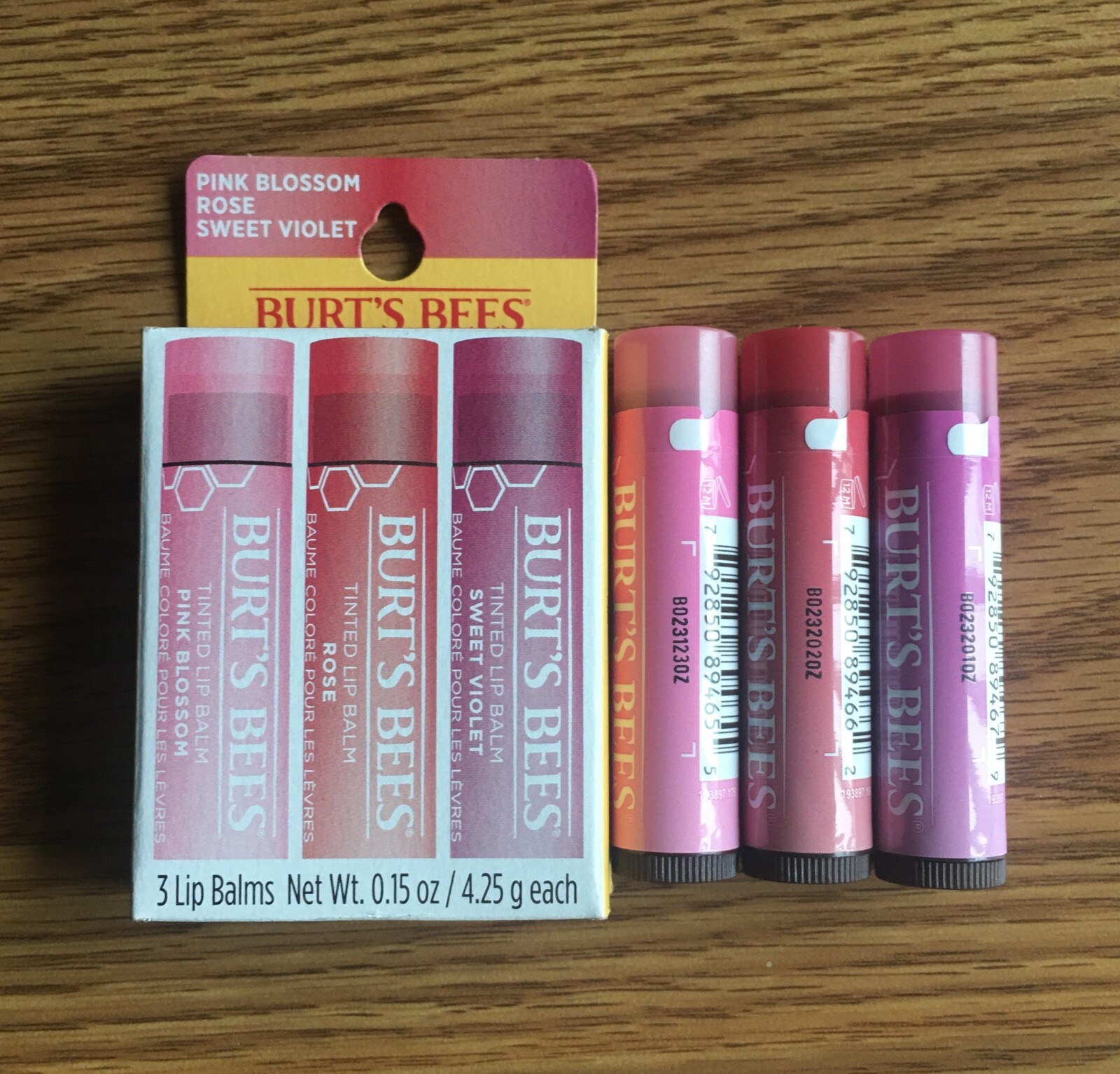 1 Set of 3 Pieces Burt's Bee Tinted Lip Balms - Pink Blossom, Rose ...