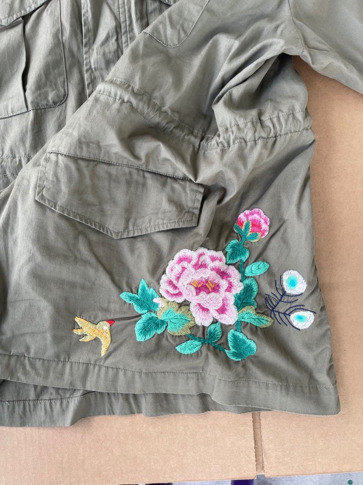 JOHNNY WAS Women’s XL Hinge Embroidered Military Green Jacket | eBay