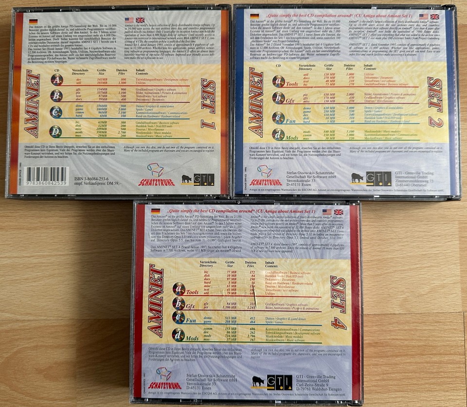 AMINET SET 1, 2 gesamt 12 CD´s für AMIGA 500 - A4000 oder auch PC, iMac ...