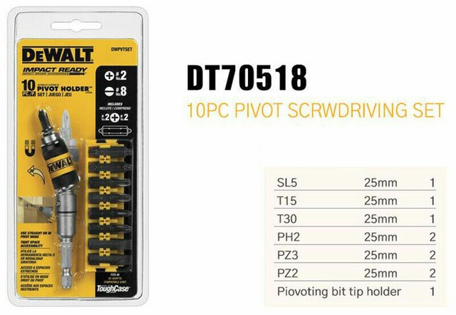 DEWALT DT70518 10 Pcs Magnetic Pivot Driver Bit Set for sale online | eBay