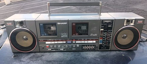 SHARP QT-90 Vintage Boombox Dual Cassete Dolby Free Edge Speaker System ...