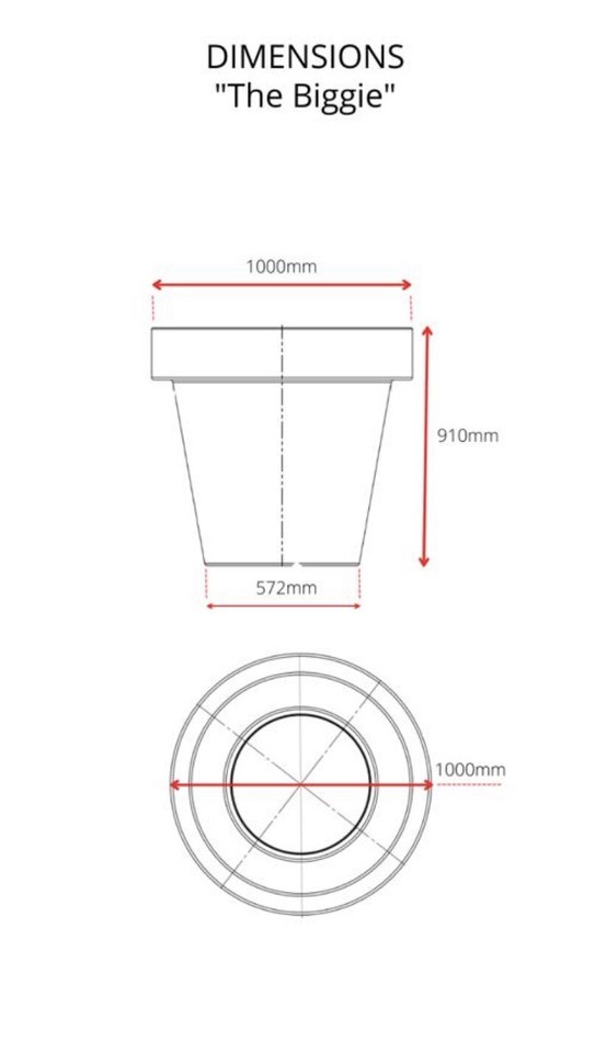 100cm Big Plant Pots ANTHRACITE extra large MASSIVE garden tree planter ...