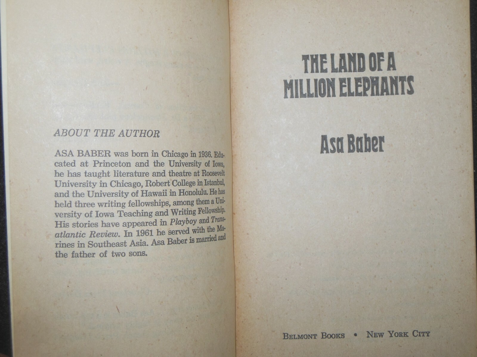 The Land of A Million Elephants by Asa Baber (1971-1st) Vintage Novel ...