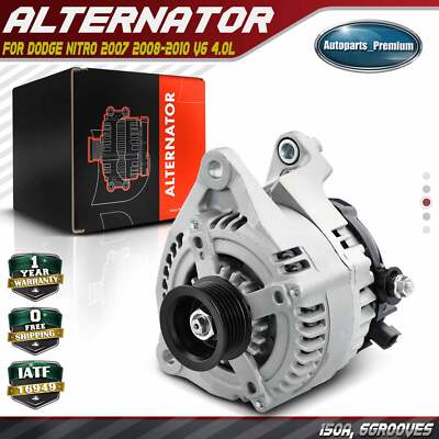 Alternator for Dodge Nitro 2007 2008-2010 V6 4.0L 150 A/12V CW 6-Groove ...