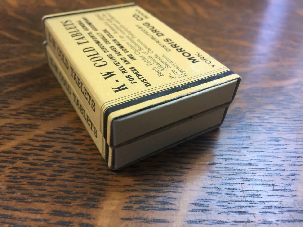 Lot of 2 Vintage K.W. Cold Tablets Morris Drug Co. Pill Cardboard Box ...