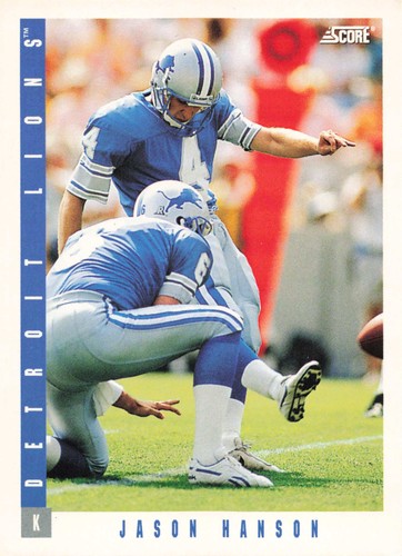 Jason Hanson 1993 Score #282 Detroit Lions Football | eBay
