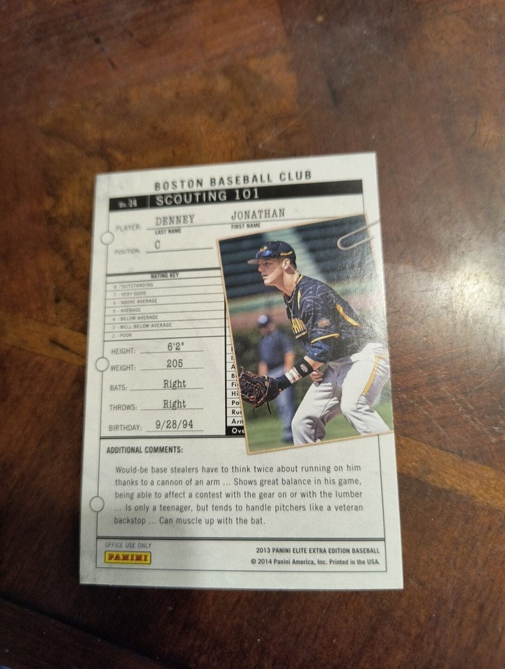 JONATHAN DENNY 2013 PANINI ELITE EXTRA EDITION SCOUTING 101 #14 | eBay