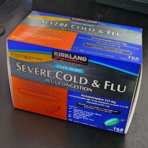 Kirkland Signature Severe Cold Flu Plus Congestion Day Night 168 ct Exp ...
